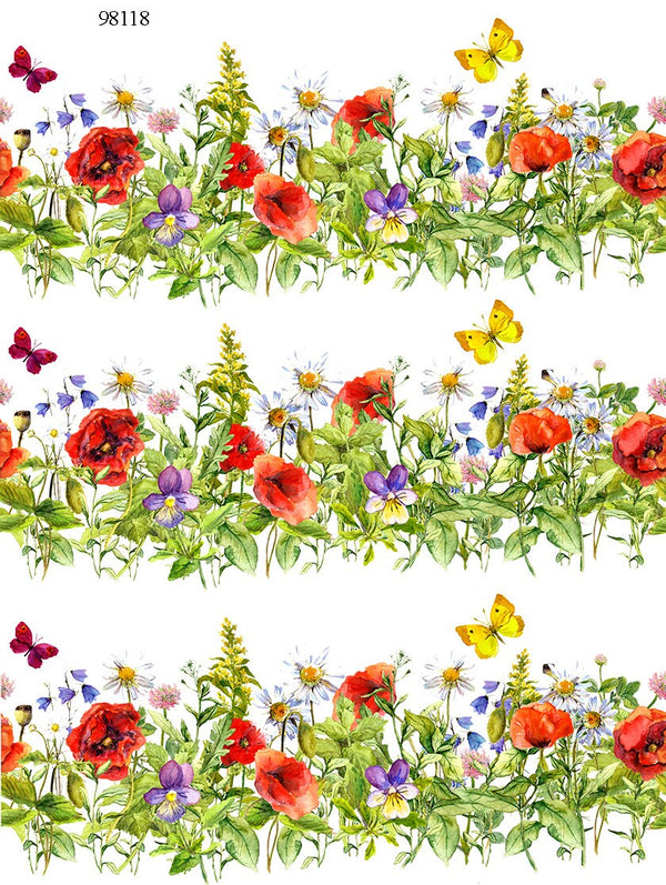 Spring Flowers - Border - Ceramic Decals- Enamel Decal - Fusible Decal ...