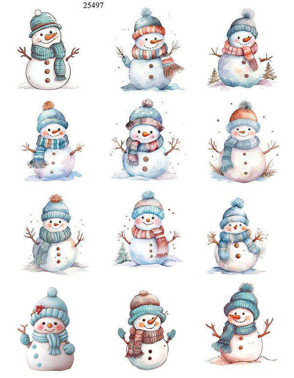 Too Cute Snowmen - Snowman with Cardinal- Ceramic Decals- Enamel Decal ...