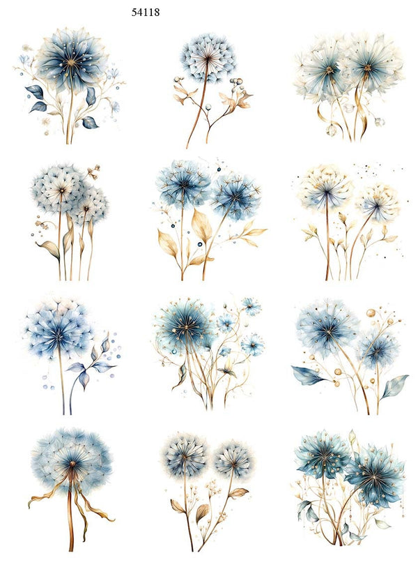 Abstract Dandelion Flowers - Ceramic Decals- Enamel Decal - Fusible De ...